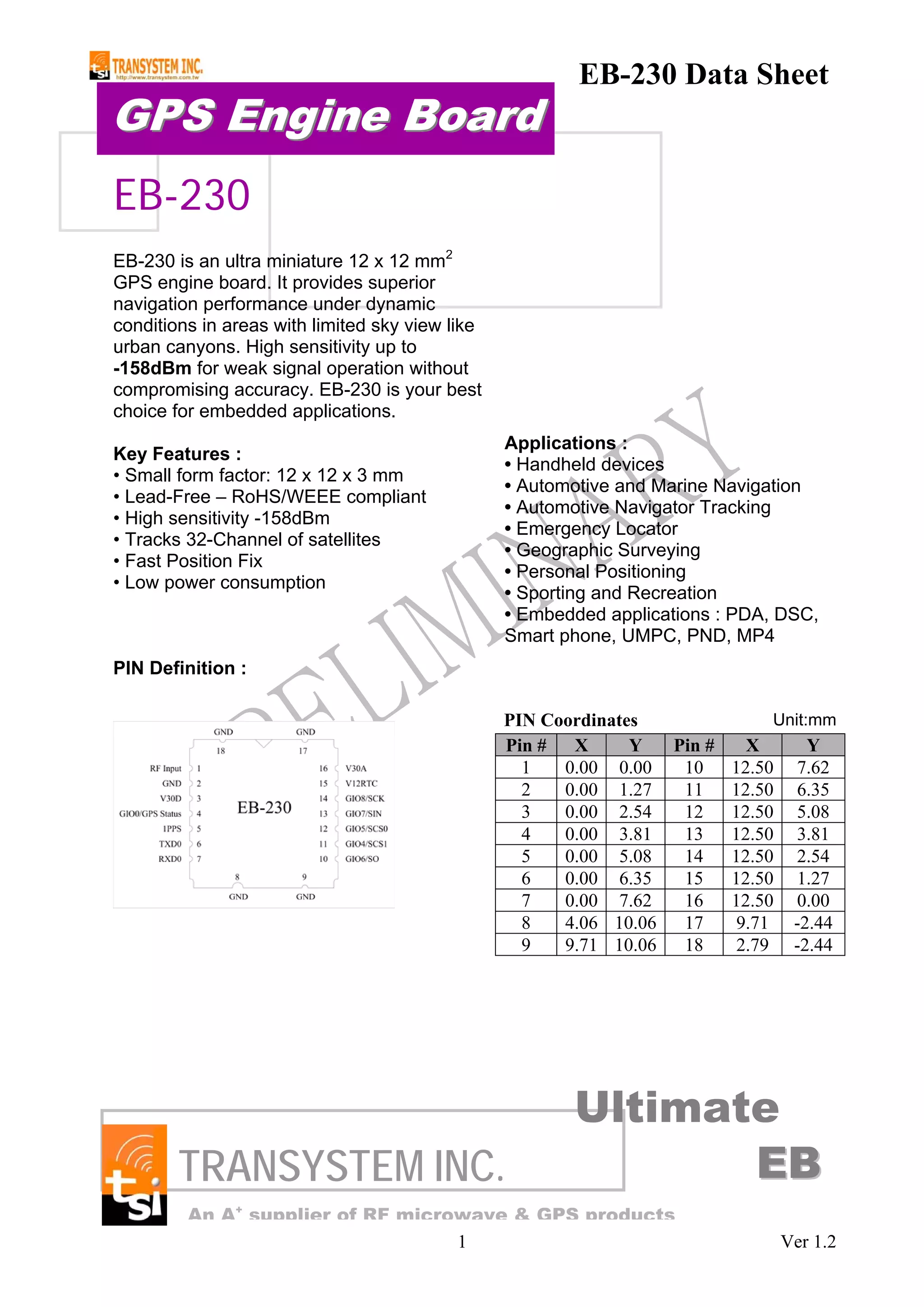 EB-230 Data Sheet V1 2 | PDF