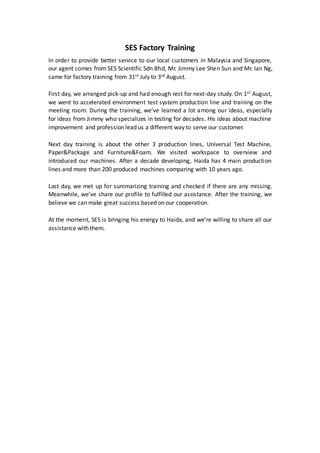 SES Factory Training | DOCX