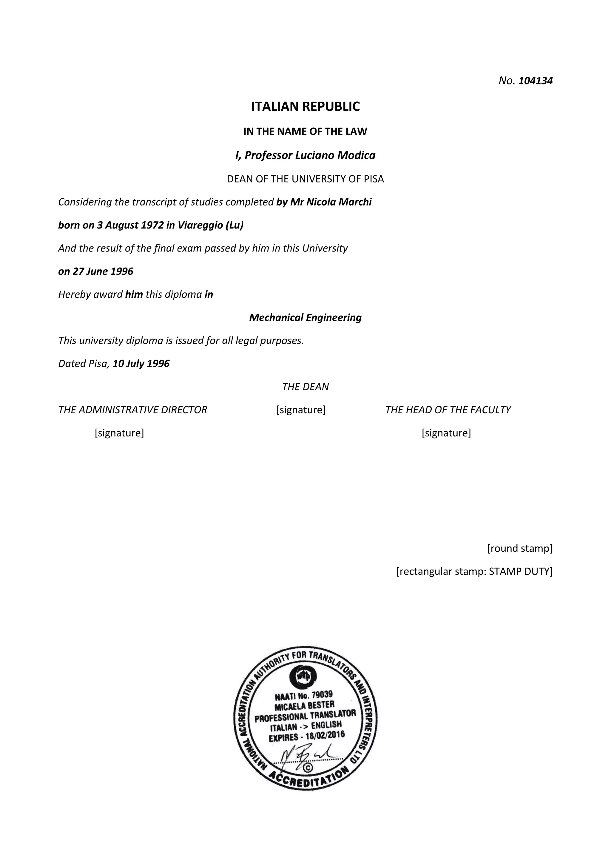 Engineering Degree - ENGLISH Translation | PDF