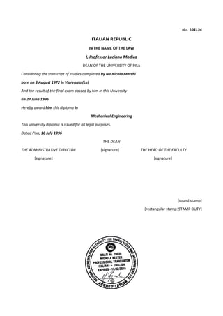 Engineering Degree - ENGLISH Translation | PDF