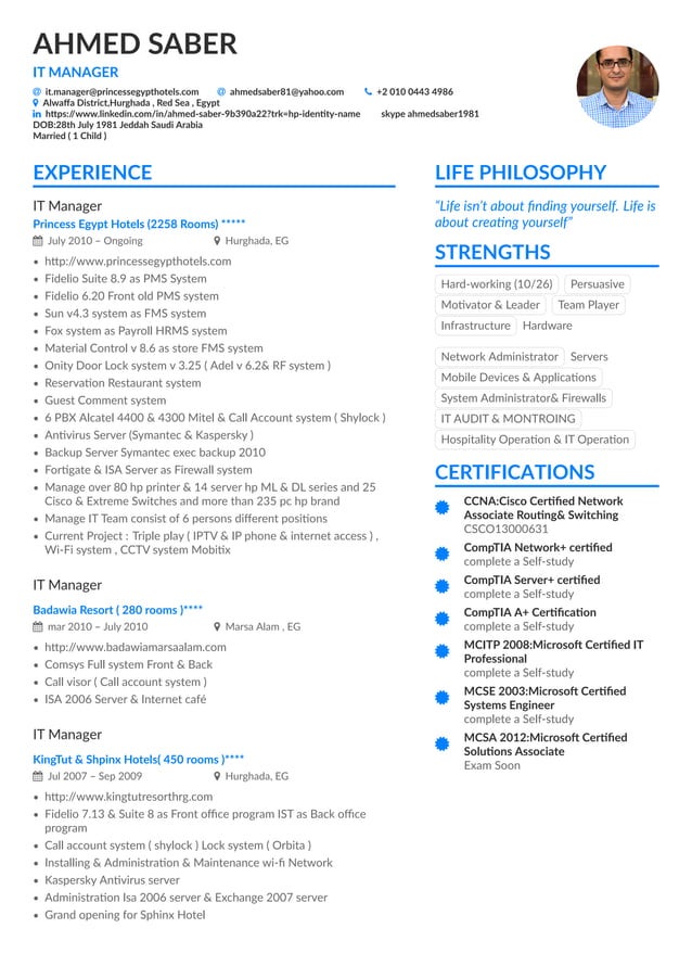 Ahmed Saber IT Manager CV | PDF | Operating Systems | Computer Software and Applications