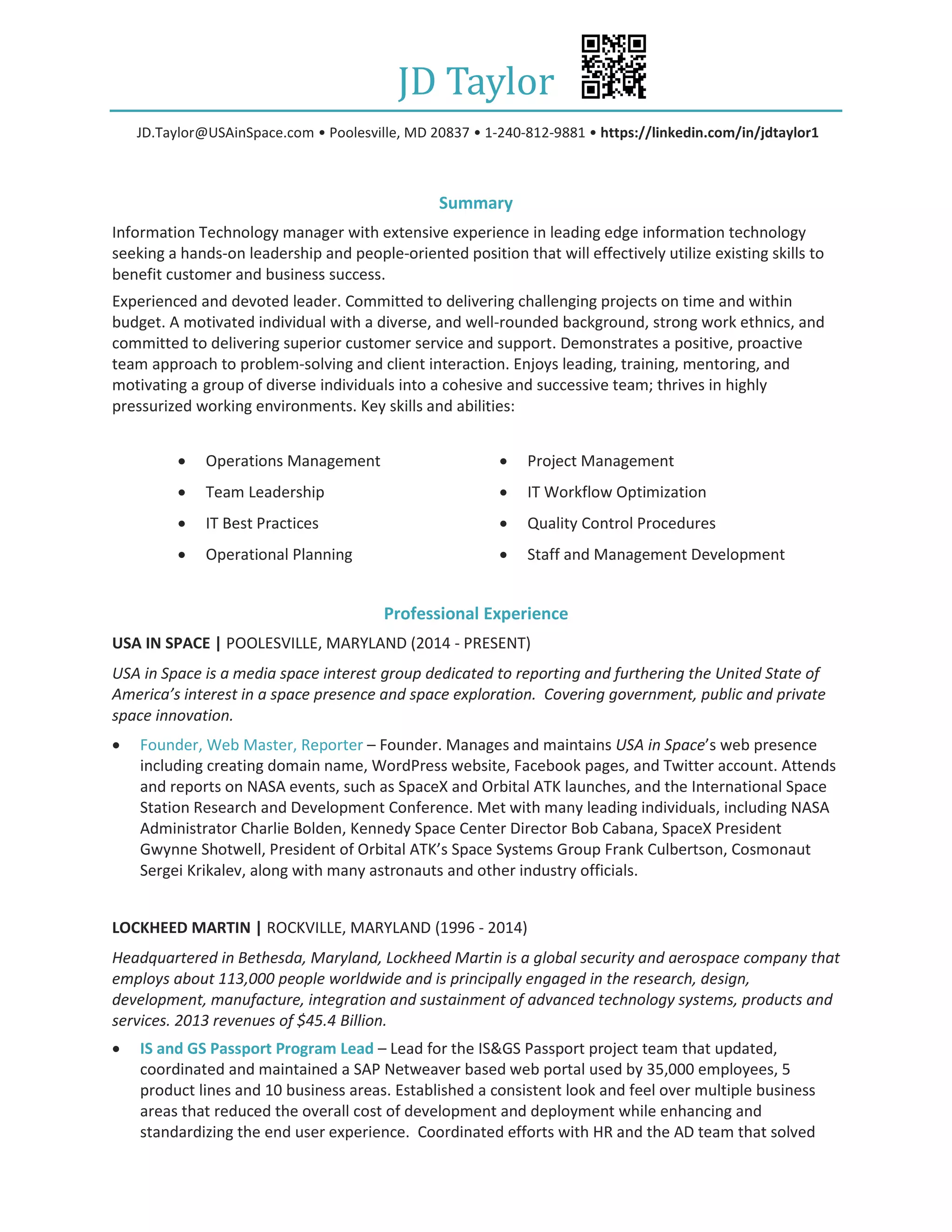 JD Taylor - Resume w dates | PDF