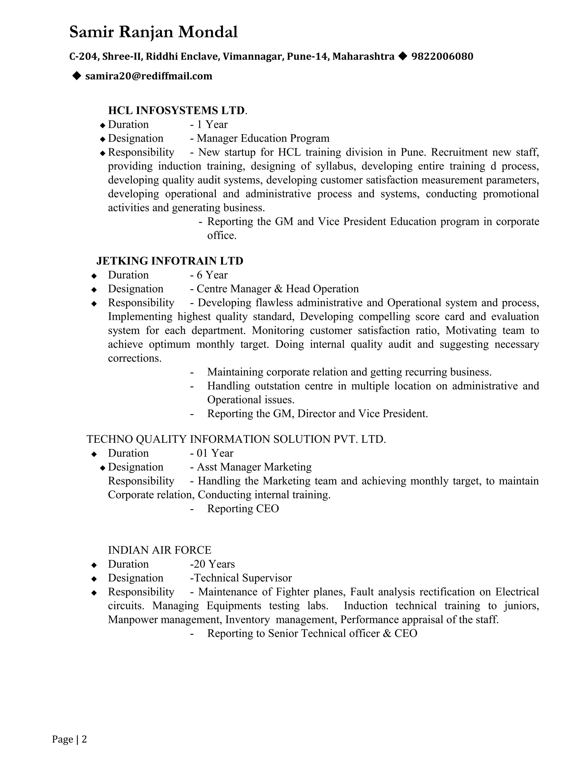 Resume of Samir Mondal | DOC | Professional School | Postgraduate Education
