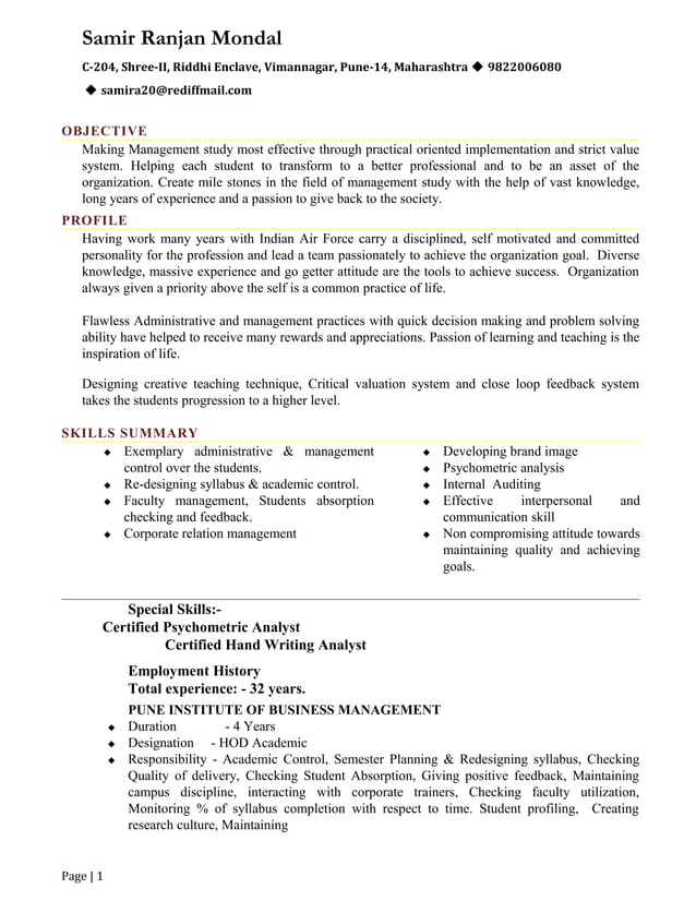 Resume of Samir Mondal | PDF