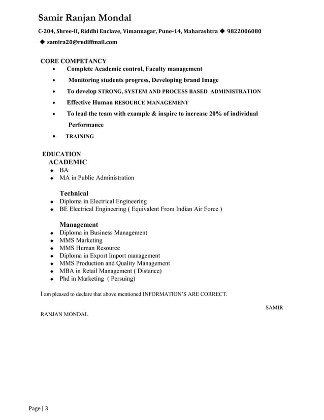 Resume of Samir Mondal | PDF