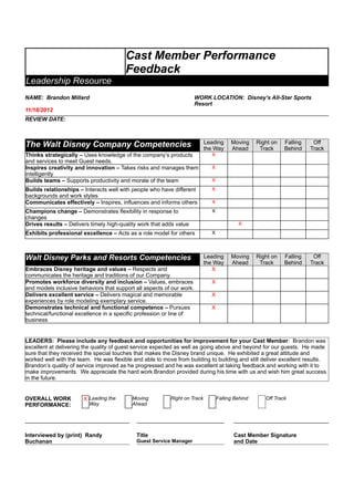 Brandon Millard Disney Evaluation | PDF