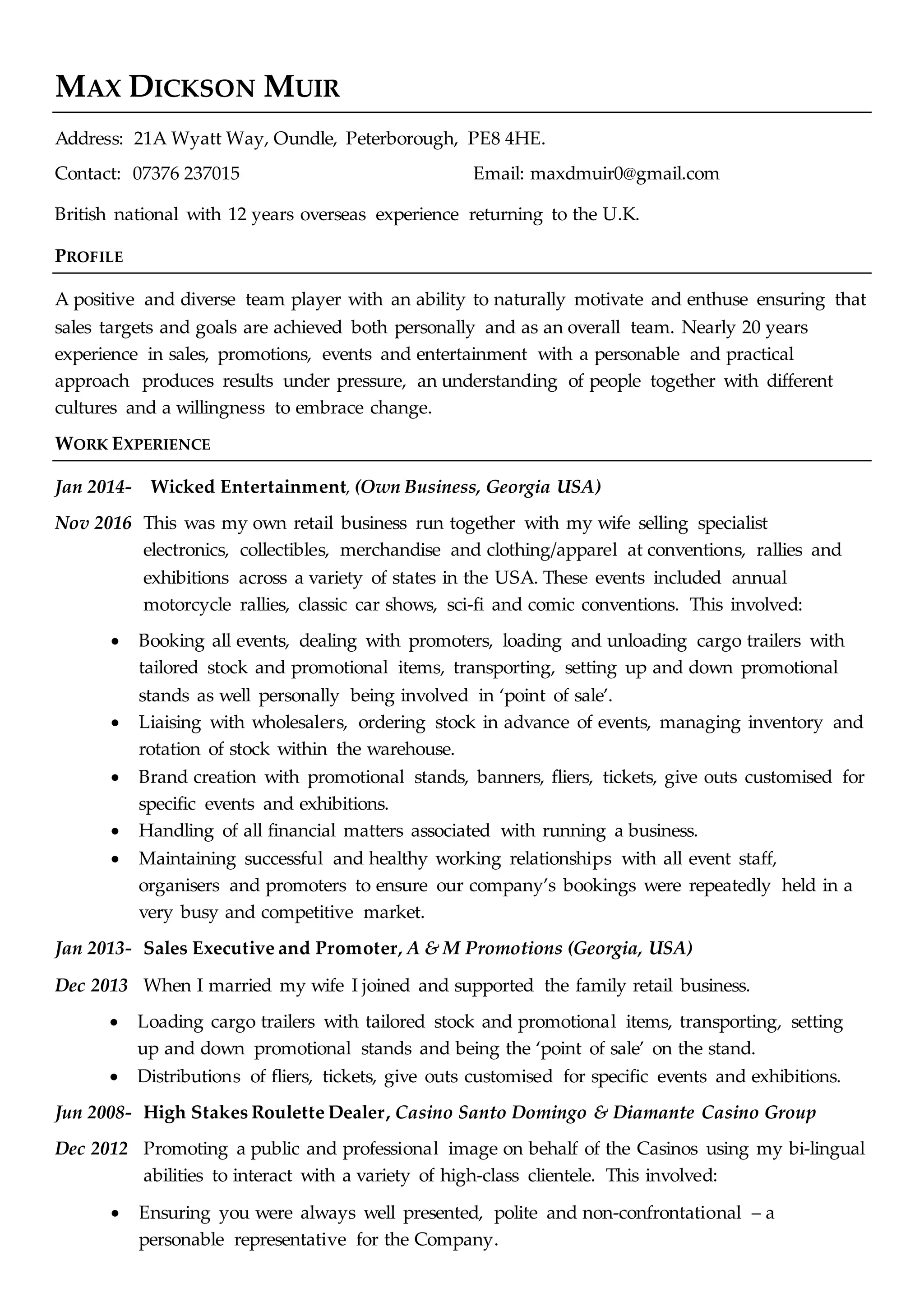 Max Muir - generic work history CV | DOCX