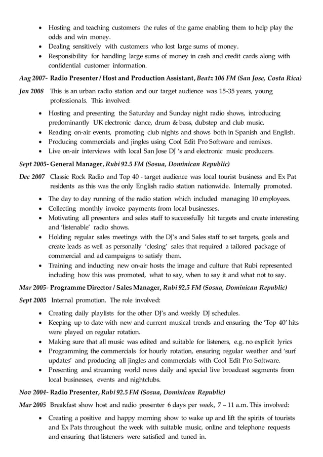 Max Muir - generic work history CV | PDF