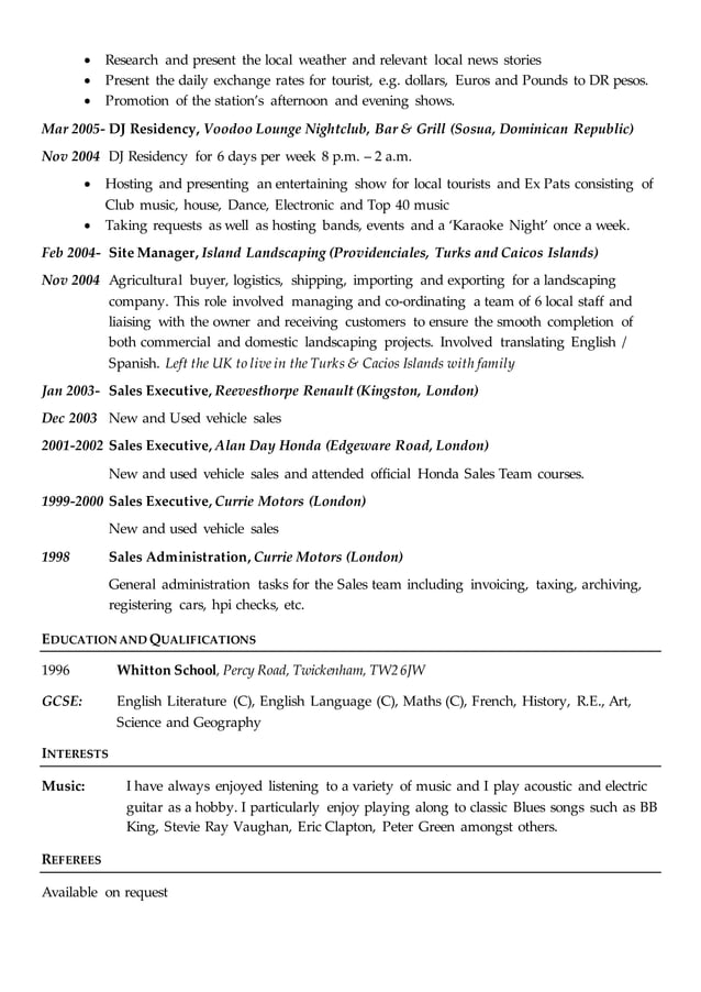 Max Muir - generic work history CV | PDF