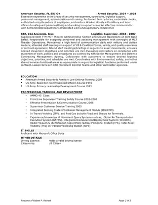 Resume Robert Reinert | DOCX | Defense Industry | Industries