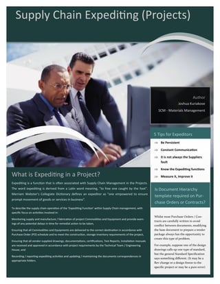 What is Expediting in Projects | PDF