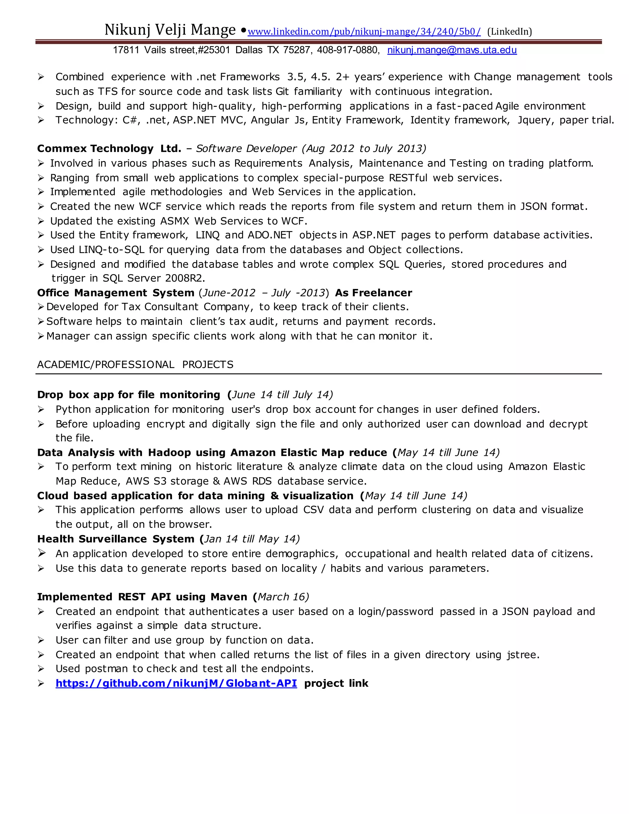 Nikunj Velji Mange | DOCX