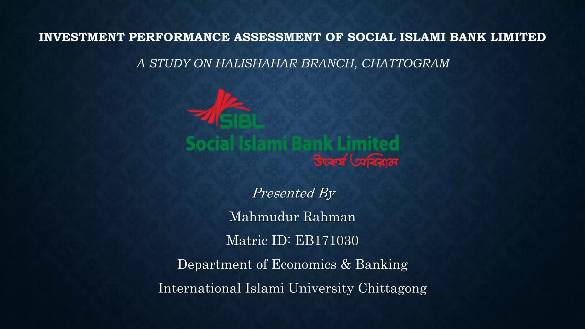 Presentation slide on Investment Performance Assessment for Social ...