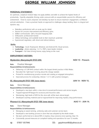GWJohnson CV 2016 | PDF