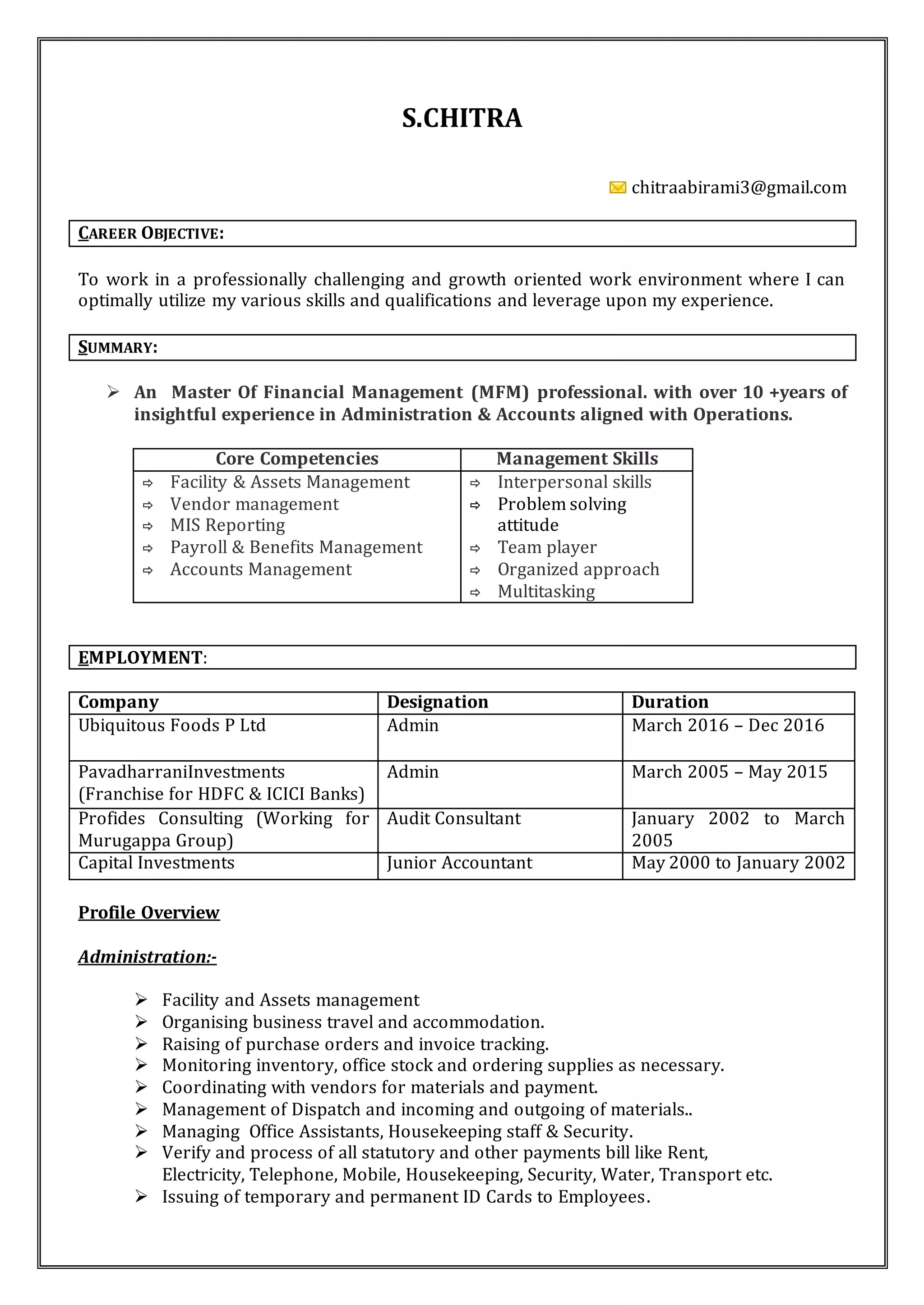Chithra resume | DOCX