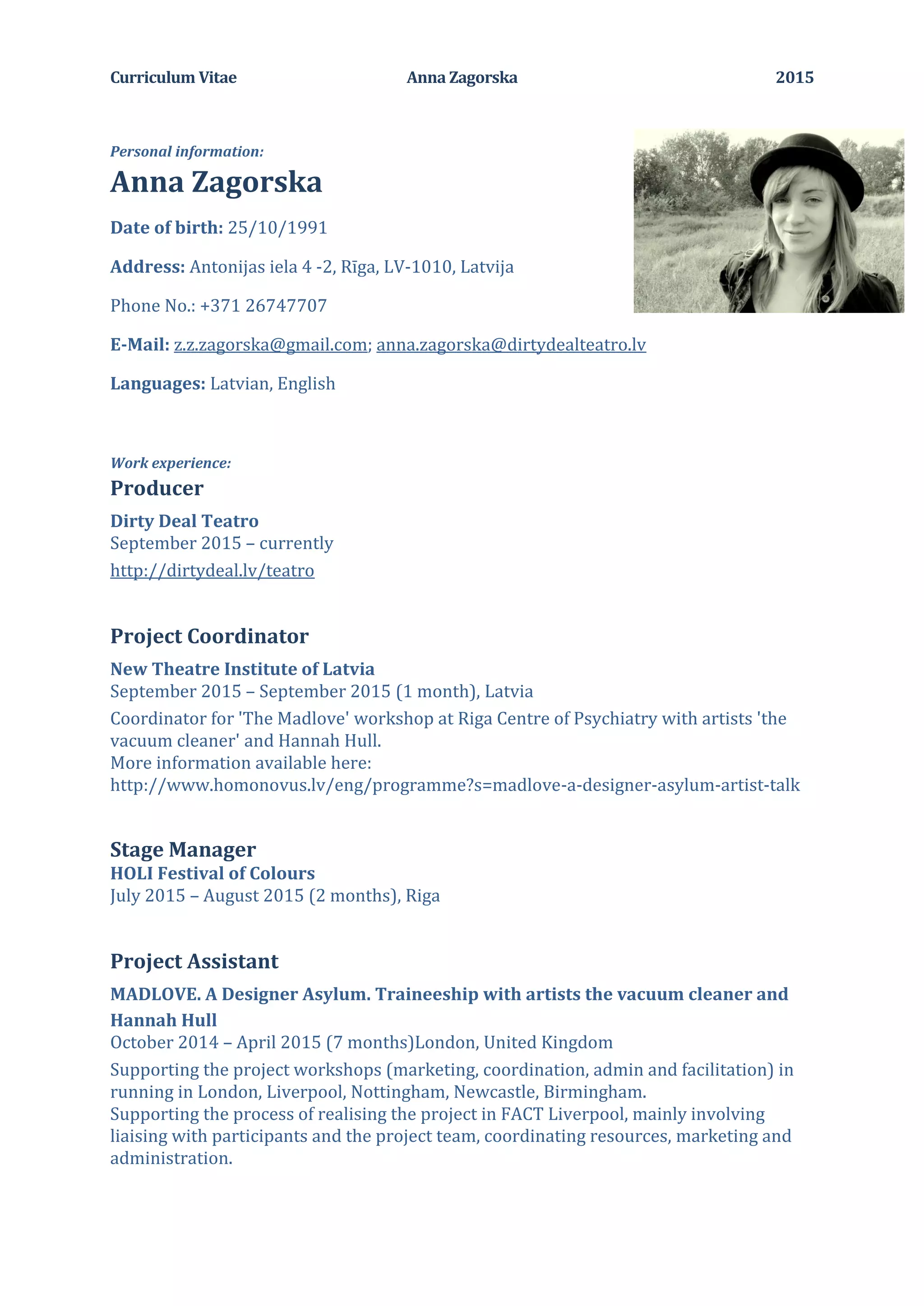 CV-ANNA-ZAGORSKA-Eng | PDF