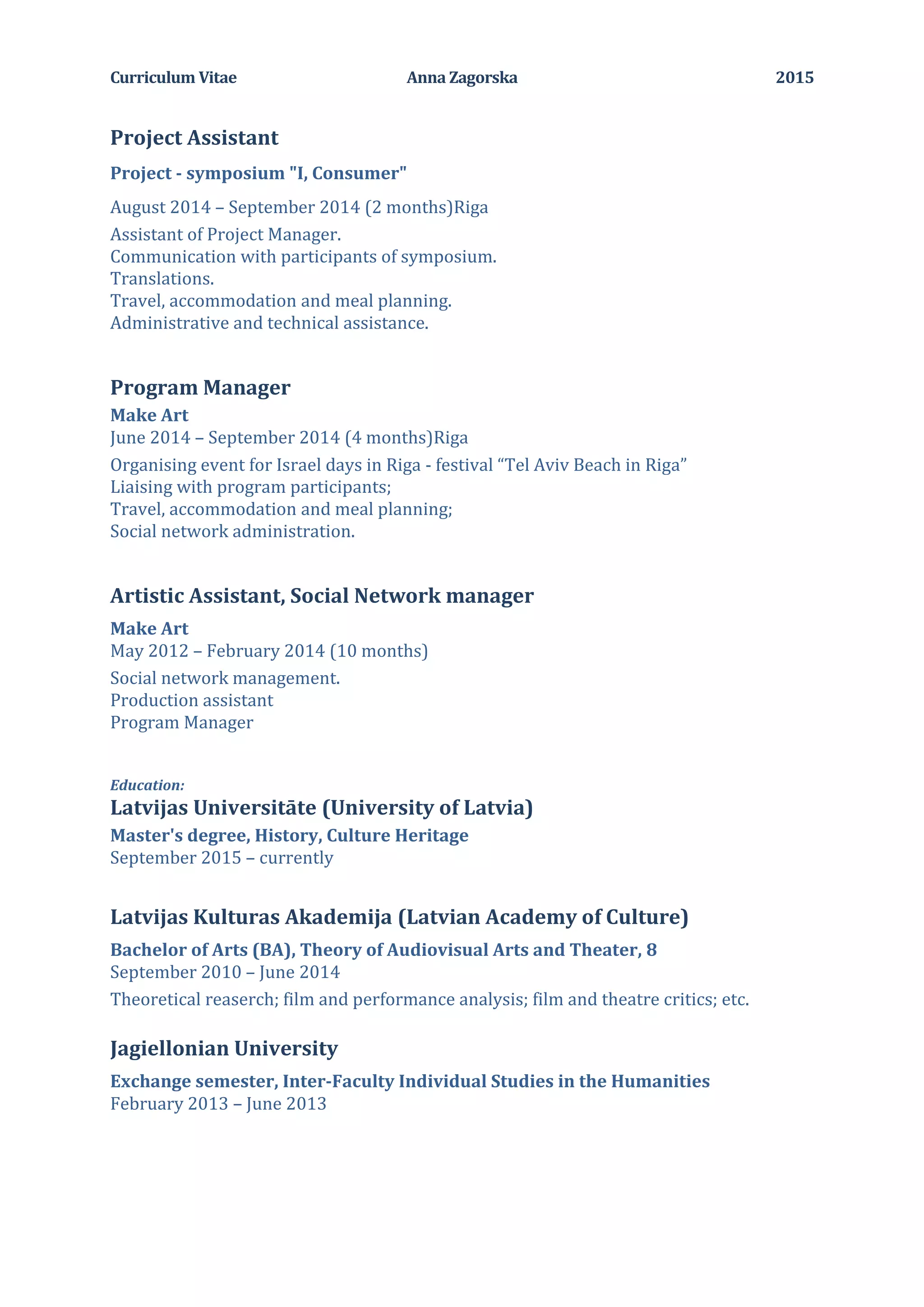 CV-ANNA-ZAGORSKA-Eng | PDF