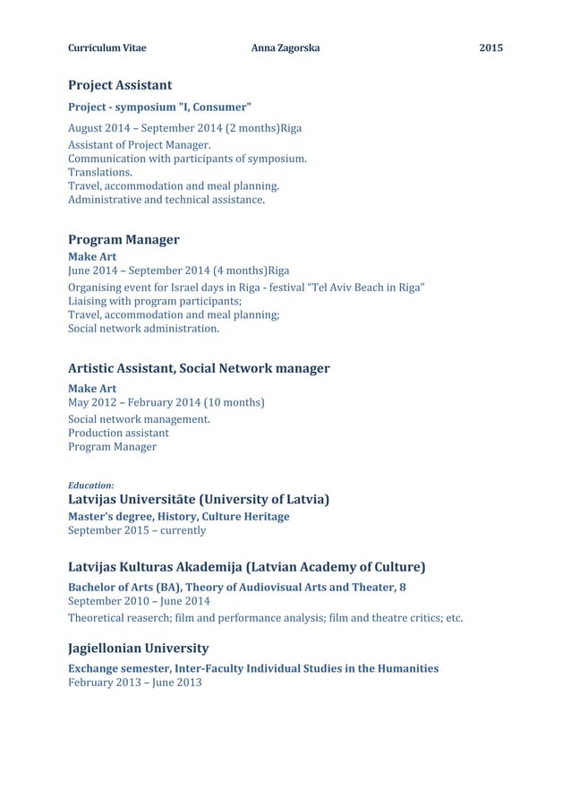 CV-ANNA-ZAGORSKA-Eng | PDF