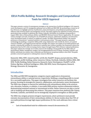 EB1A Profile Building: Research Strategies and Computational Tools for USCIS Approval | PDF