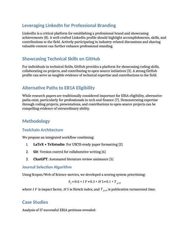 EB1A Profile Building: Research Strategies and Computational Tools for USCIS Approval | PDF