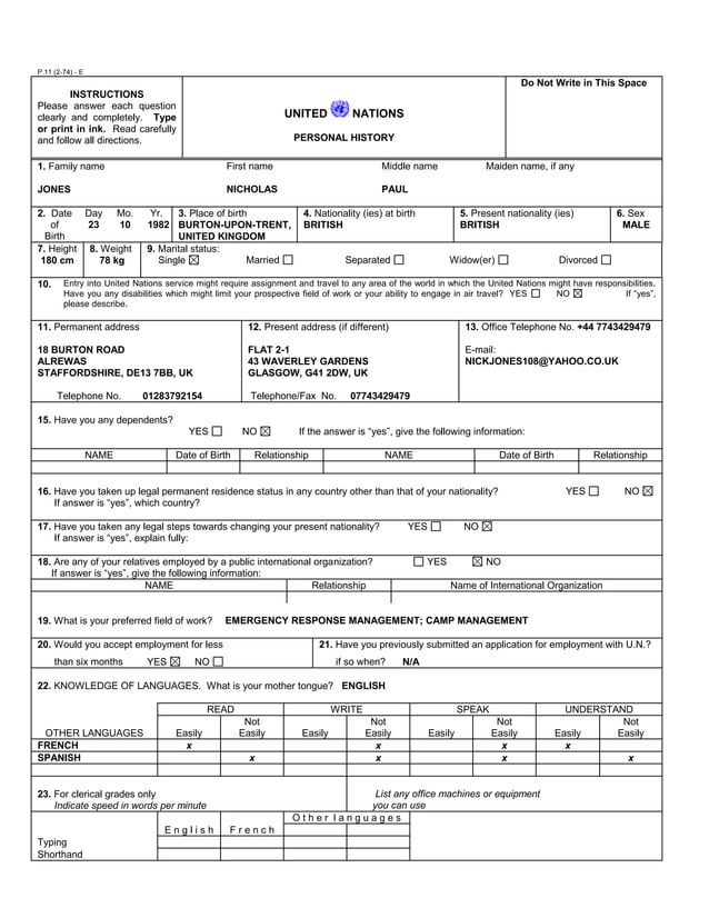 Nicholas Jones P11 Form | PDF | Resume Writing and Advice | Job Search