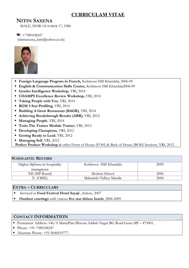 Nitin Saxena CVNew (2) | DOC | Human Resources | Business