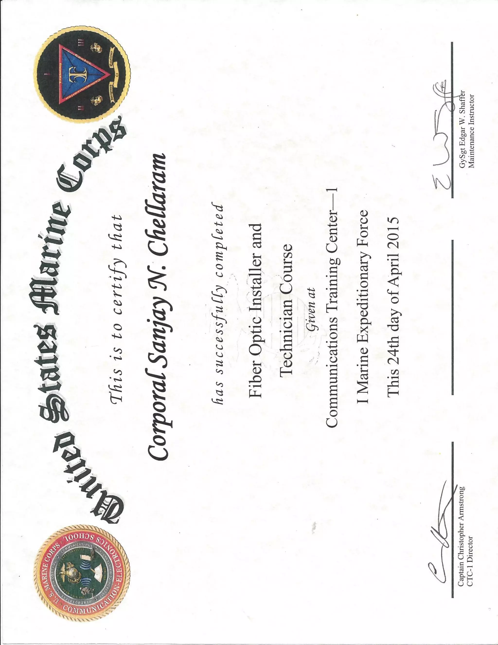 Marine Corps Fiber Cert 1 | PDF