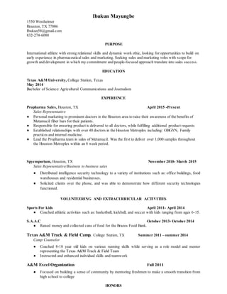 BlessingResumeJuly2015 | DOCX | Business | Business and Finance