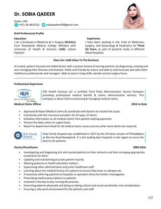 Sobia Qadeer Resume updated | PDF