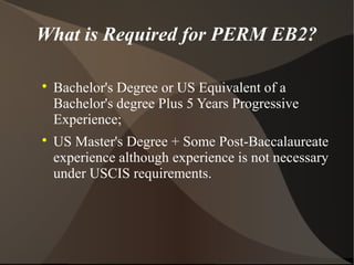 PERM Labor Certification EB2 Experience Requirements. | PPT