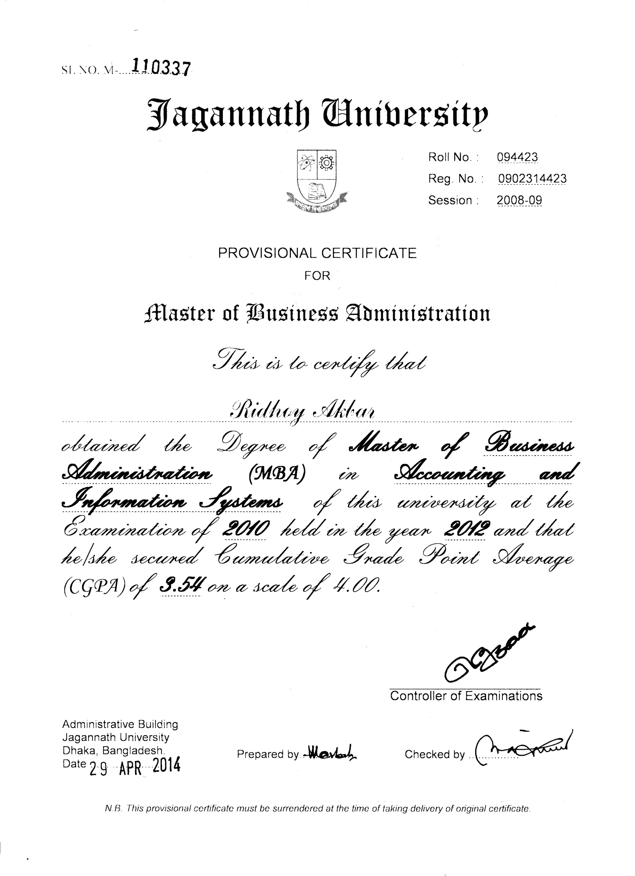 certificate new - mba | PDF