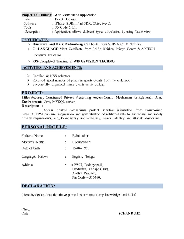 chandu resume | PDF