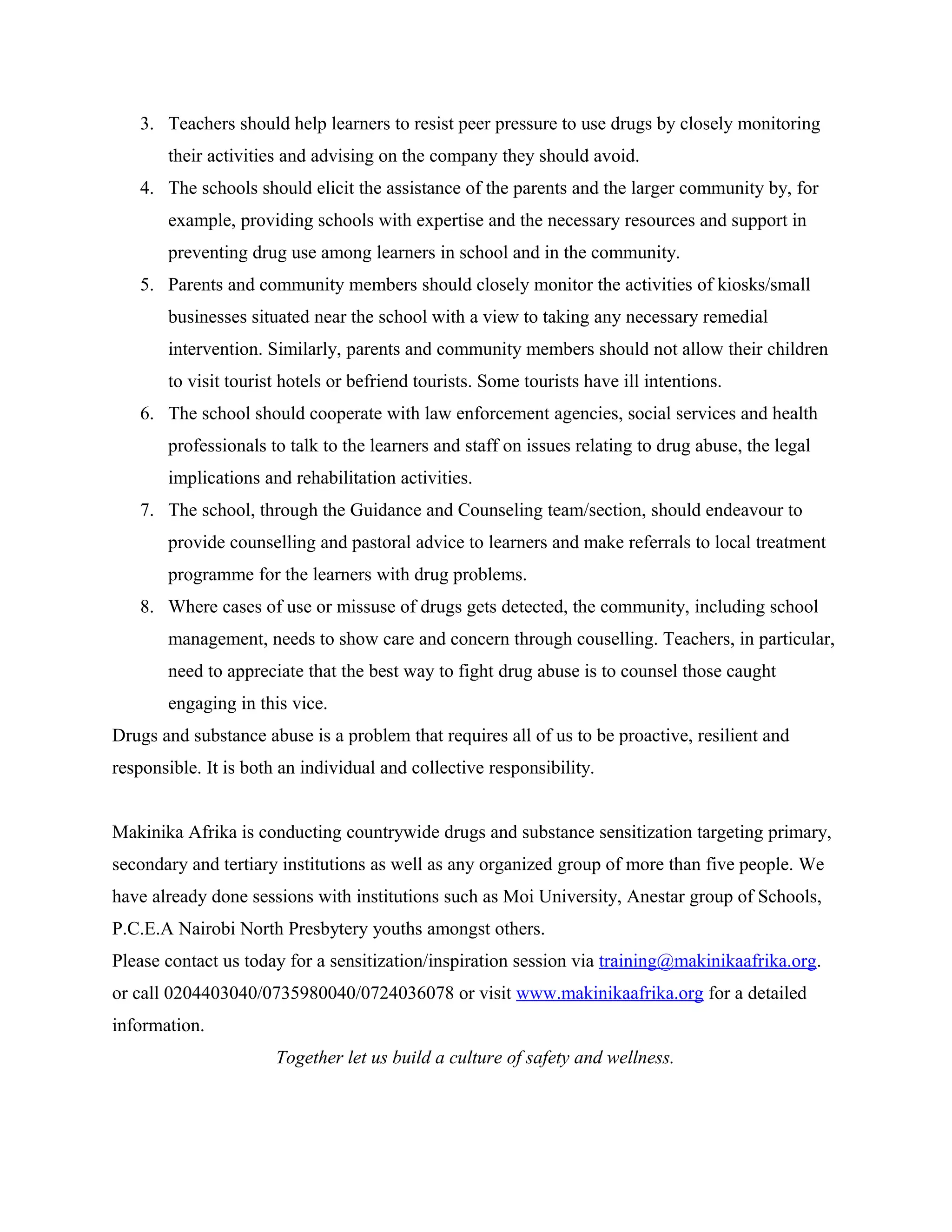 DRUGS AND SUBSTANCE ABUSE SENSITIZATION | DOC