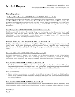 Nichol Resume 2015 | DOC | Legal Services Industry | Industries