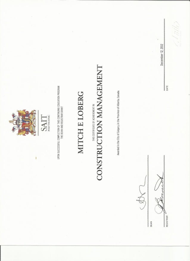 Certificate of Achievement SAIT