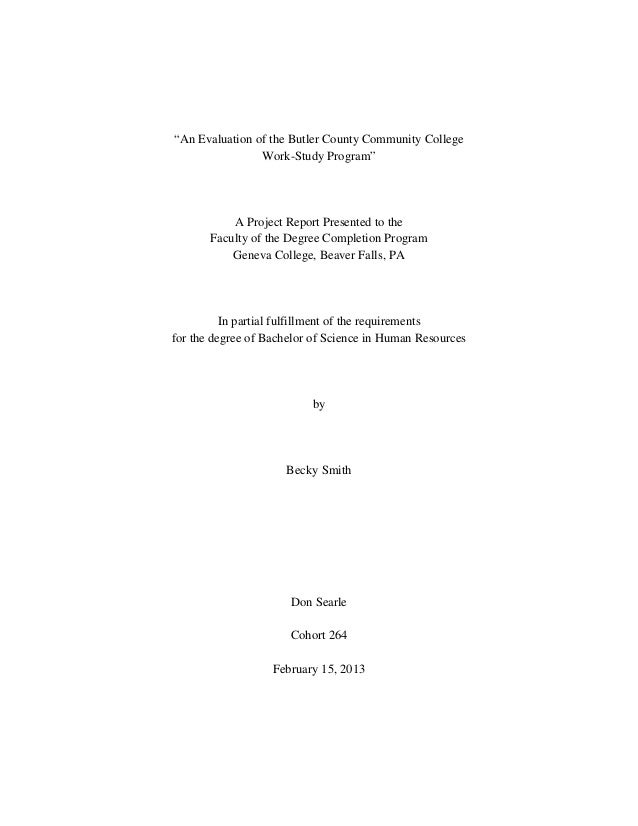 Applied Research Project Work-Study Program