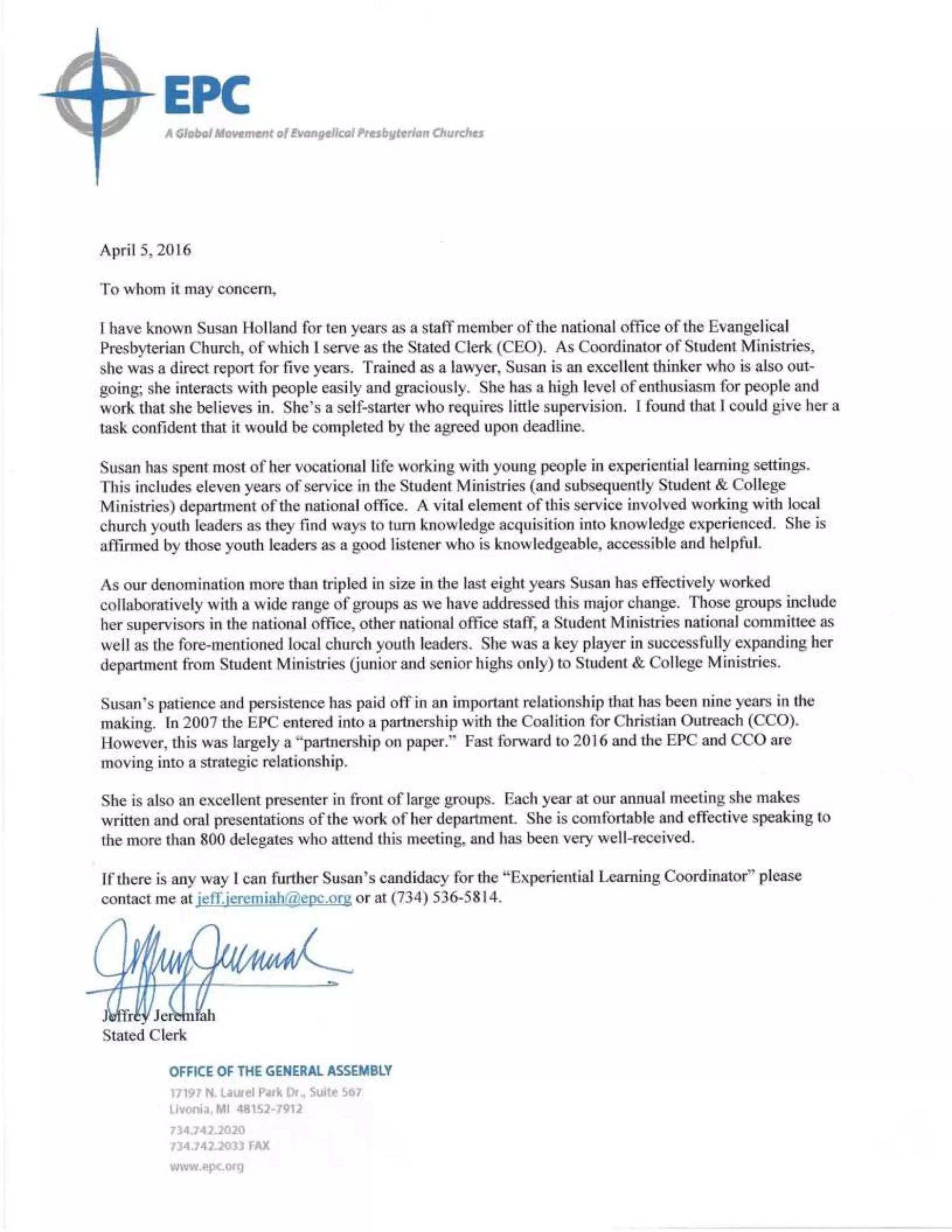 SMCH - Jeff Jeremiah - Reference Letter - Word | DOCX