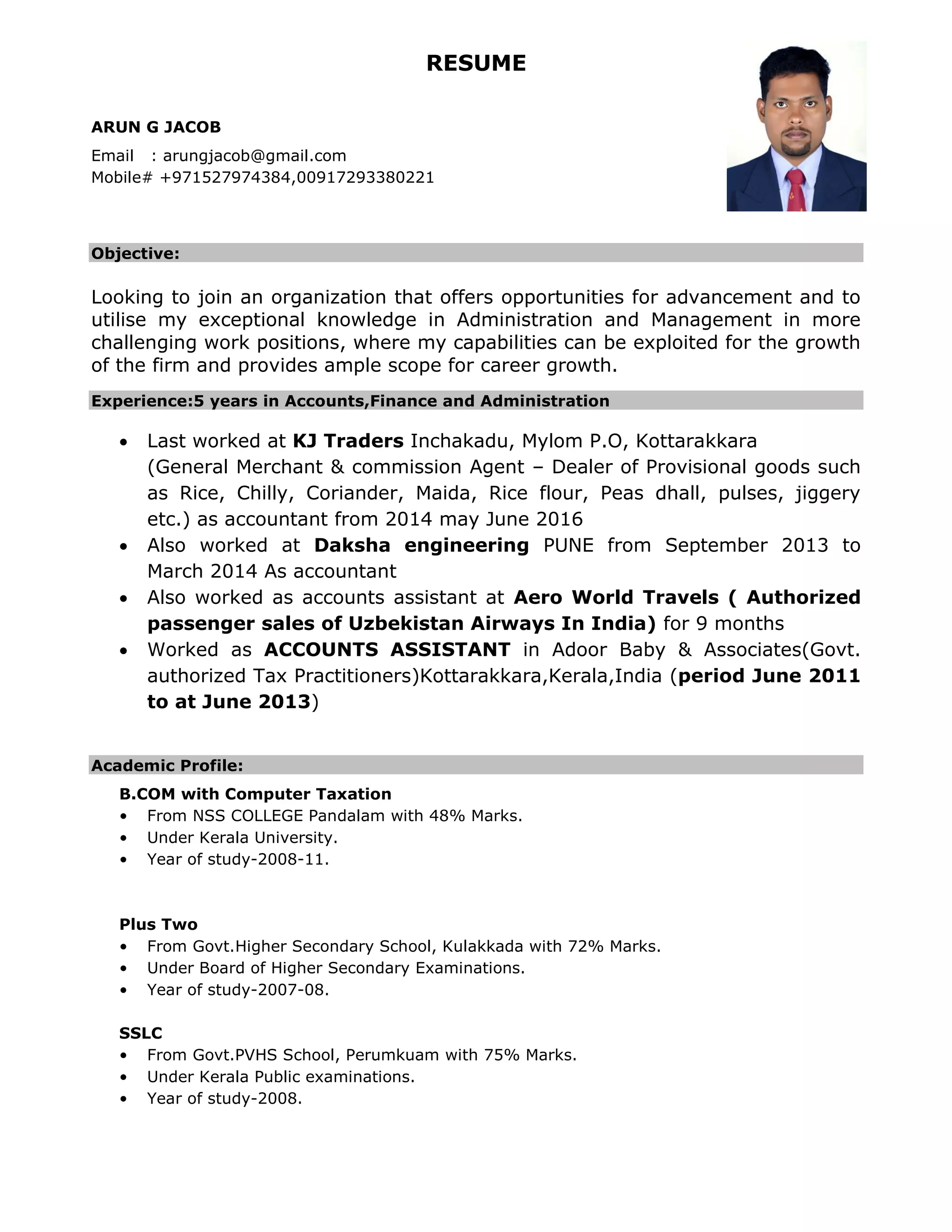 arun resume.doc(1) | PDF