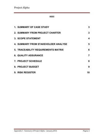Project Alpha - Summary of the Project | PDF