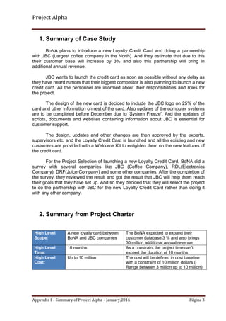 Project Alpha - Summary of the Project | PDF