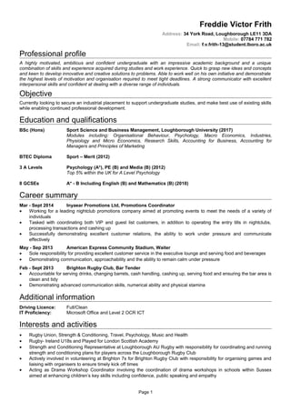 Freddie Victor Frith-CV | DOC