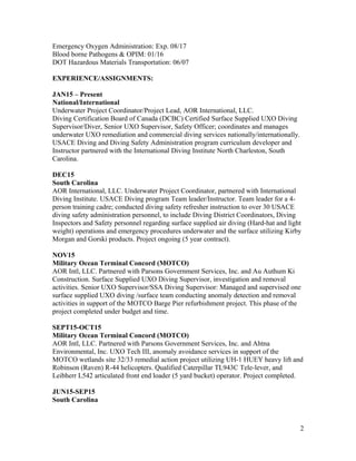 Hatcher Corps resume JAN2016 | DOC | Scuba Diving | Extreme Sports