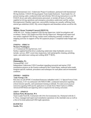 Hatcher Corps resume JAN2016 | DOC | Scuba Diving | Extreme Sports