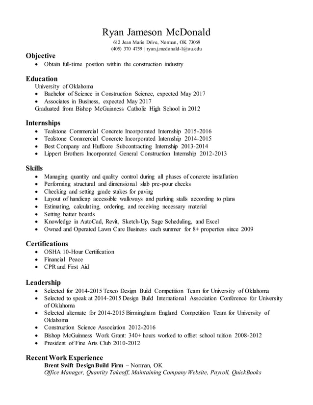 Ryan McDonald Resume | DOCX