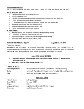 Resume Manjit Singh | PDF