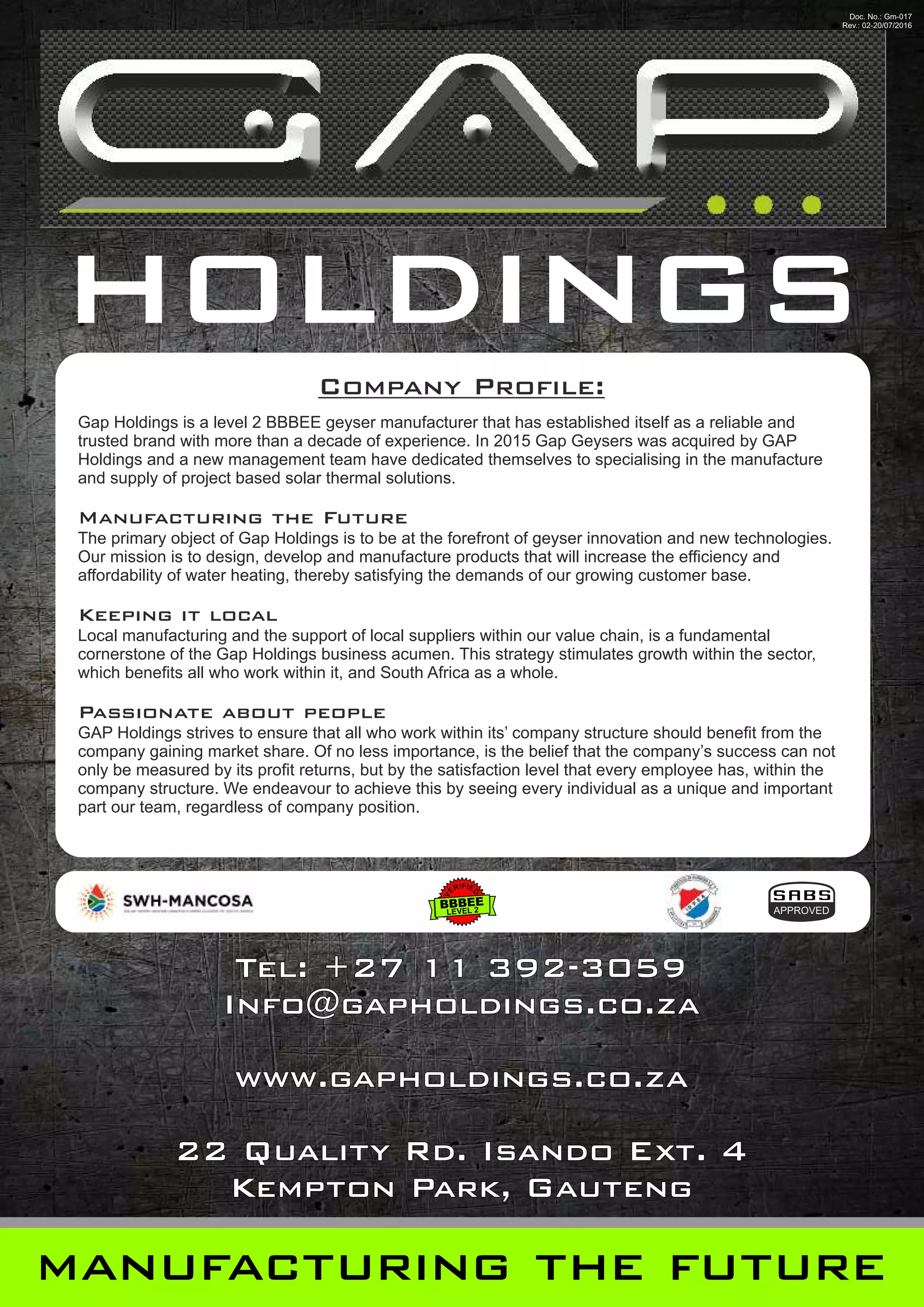 GAP Developers Brochure | PDF