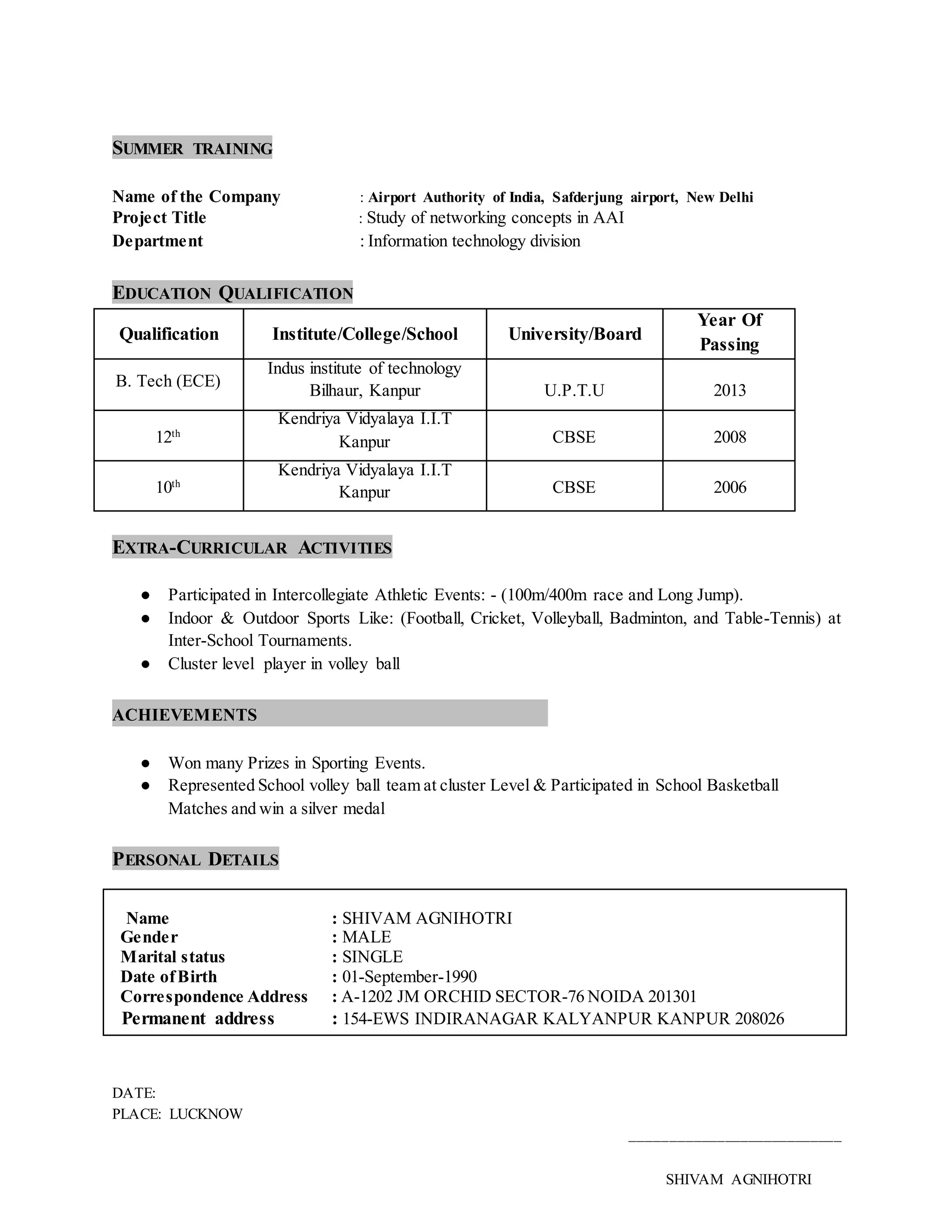Shivam_resume-2016 | DOCX | Computer Networking | Computing