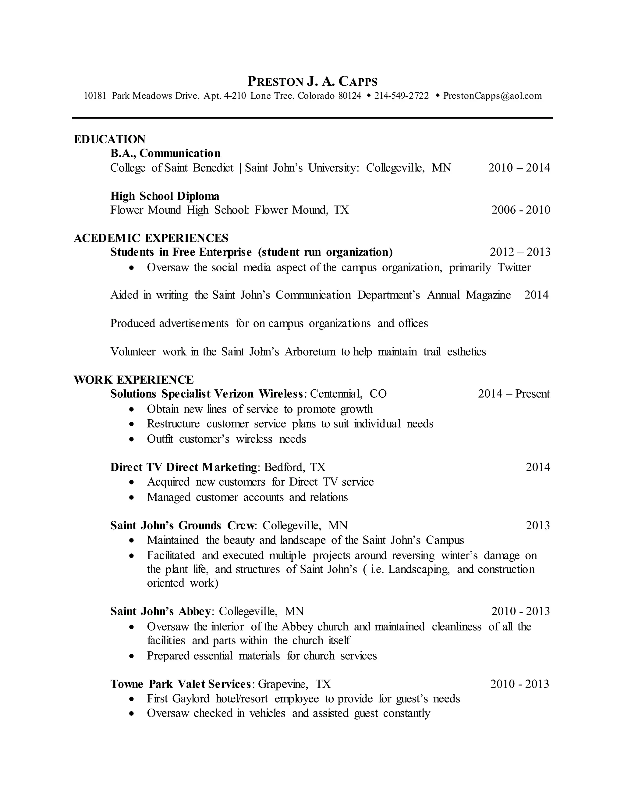 Preston Capps Resume | PDF
