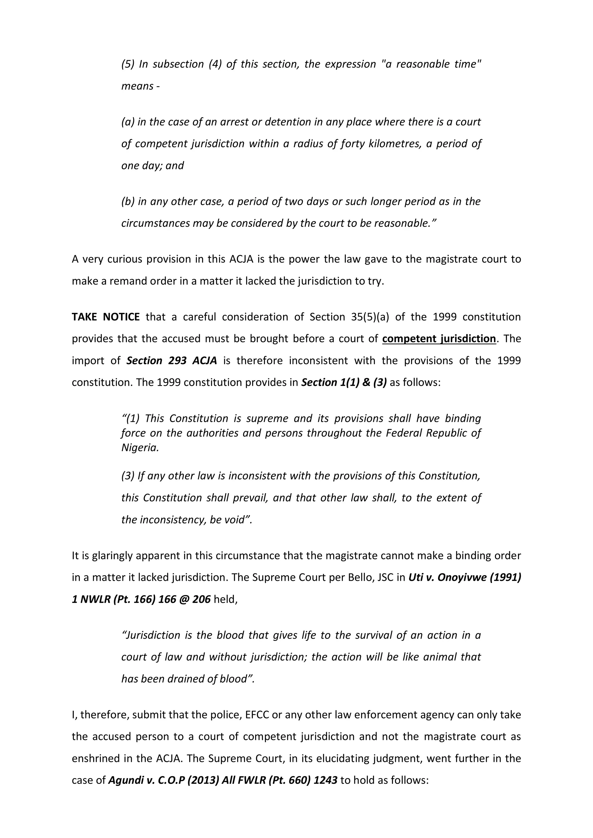 Holding charge vis a vis section 293 of ACJA, the thought of Ugochukwu ...