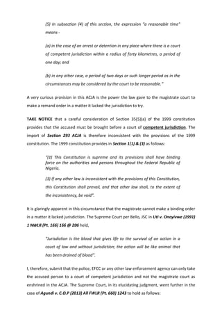 Holding charge vis a vis section 293 of ACJA, the thought of Ugochukwu ...